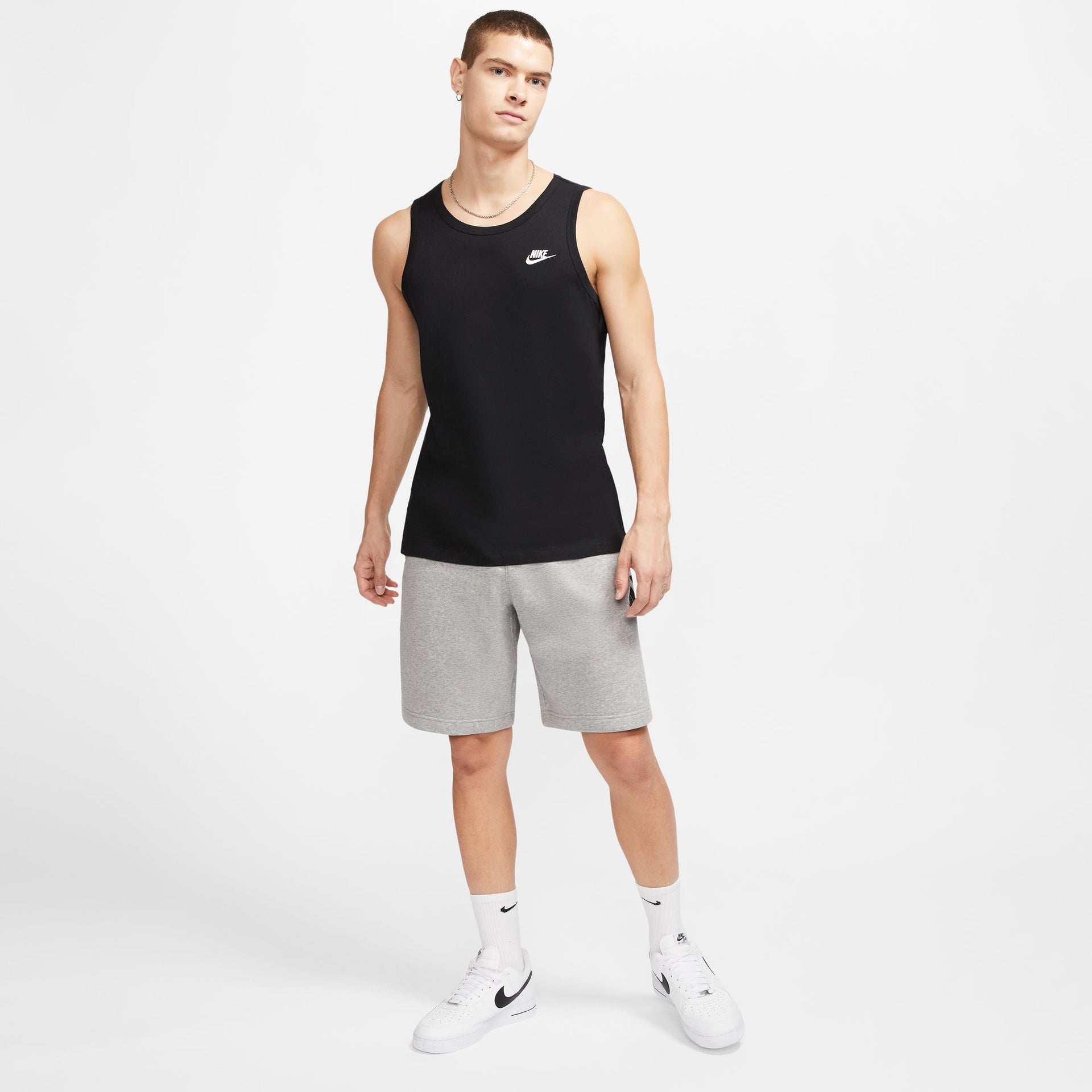 MEN'S NIKE CLUB TANK 'BLACK/WHITE' BQ1260-010 - Sam Tabak