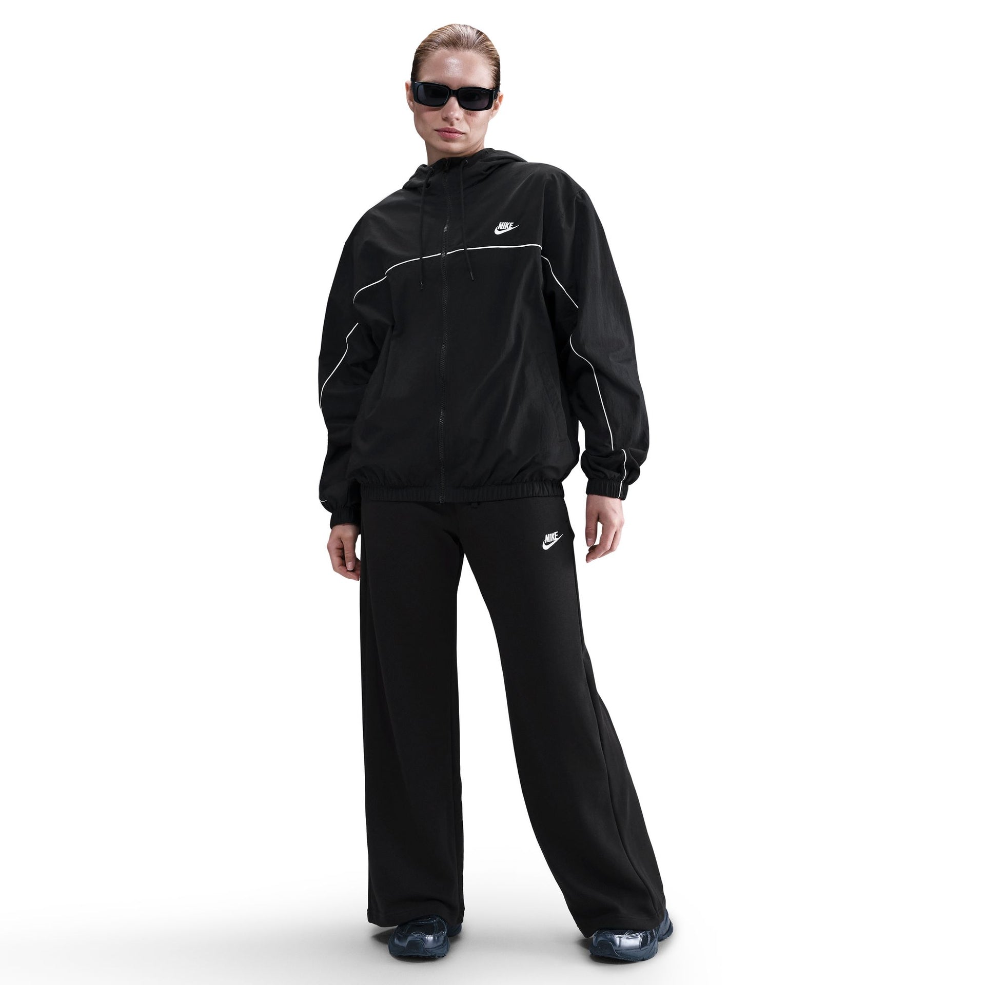 WOMEN'S NIKE SPORTSWEAR CLUB FLEECE WIDE-LEG SWEATPANTS "BLACK/WHITE ...