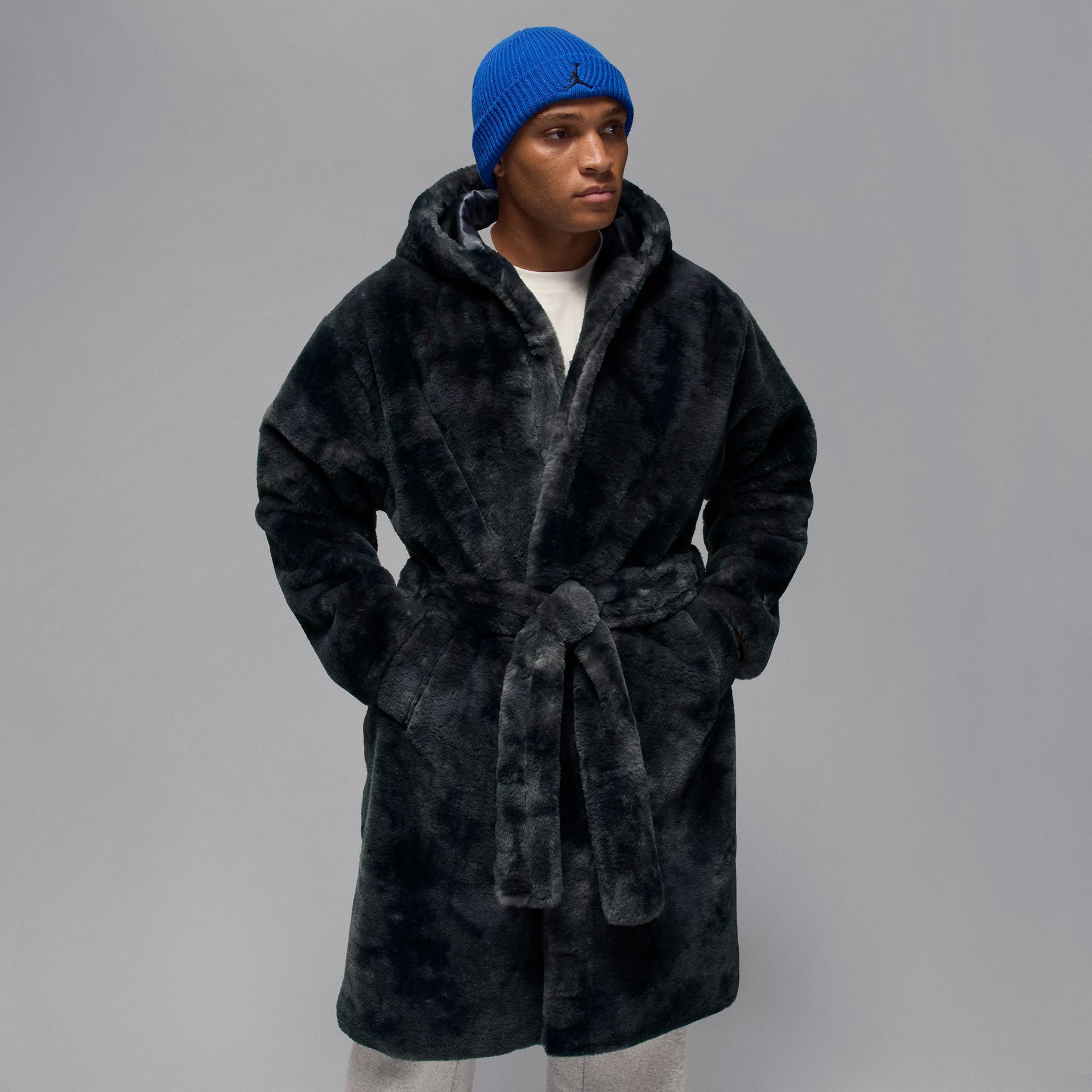MEN'S JORDAN BROOKLYN FAUX FUR ROBE "THUNDER GREY" HV1044-036 - Sam Tabak